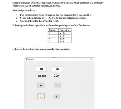 SOLVED Question Design A GUI Based Application Named Calculator