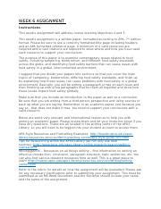 Week 6 Assignment Instructions 1 Docx WEEK 6 ASSIGNMENT Instructions This Week S Assignment