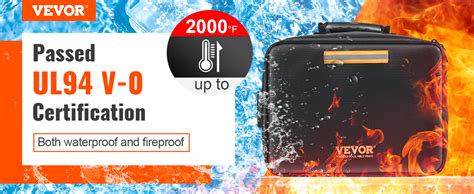 VEVOR Fireproof Document Box Fireproof Document Bag With Lock 2000 3