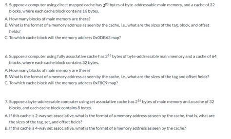 Solved 5 Suppose A Computer Using Direct Mapped Cache Has Chegg