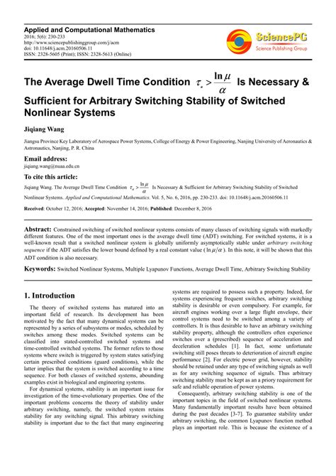 Pdf The Average Dwell Time Condition Is Necessary And Sufficient For Arbitrary Switching