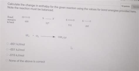 Solved Calculate The Change In Enthalpy For The Given Chegg Com