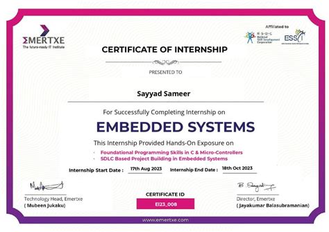Completed Embedded Systems Internship At Emertex Sayyad Sameer Posted On The Topic Linkedin