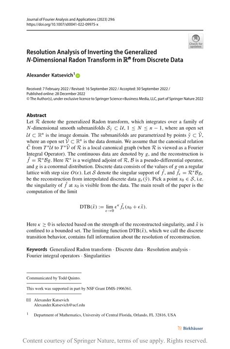 Resolution Analysis Of Inverting The Generalized N Dimensional Radon Transform In Pmb