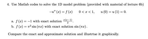 4 use matlab codes to solve the 1d model problem