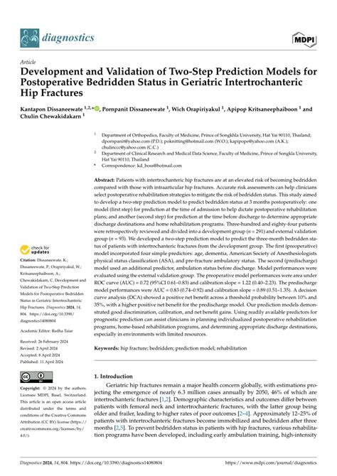 Pdf Development And Validation Of Two Step Prediction Models For