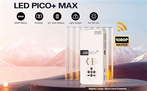 Aaxa Led Pico Max Mini Projector 2 7 Hour Battery Dlp Native 1080p Wireless