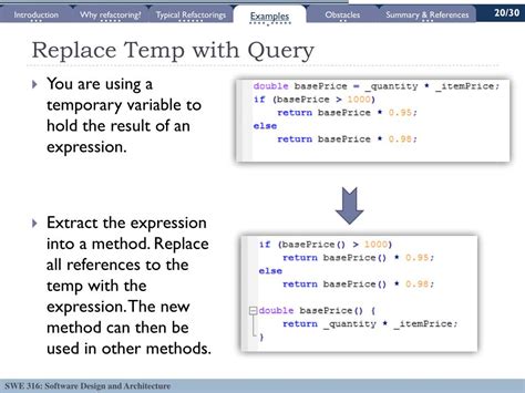 ppt lecture 20 improving the existing design refactoring