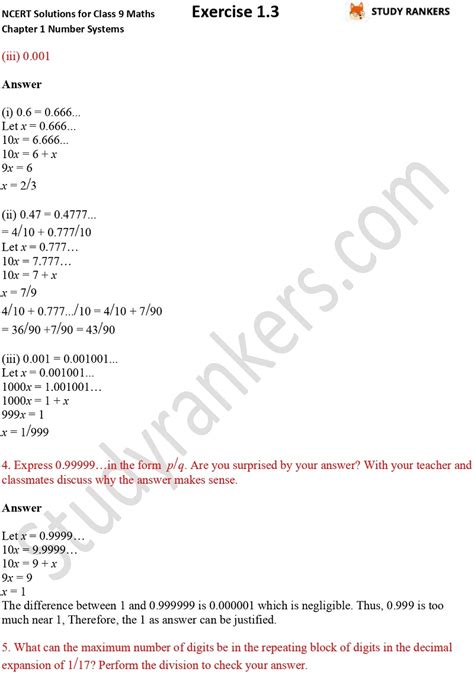 Ncert Solutions For Class 9 Maths Chapter 1 Number Systems Exercise 1 3