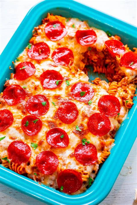 Cheesy Ground Beef Pasta Casserole Averie Cooks