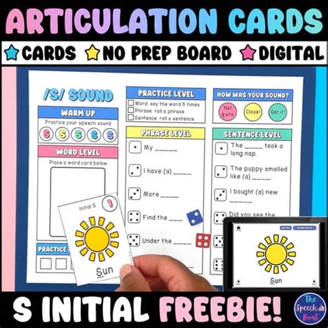 Articulation Cards S Initial Printdigital Flashcard No Prep Speech