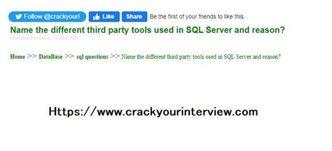Name The Different Third Party Tools Used In Sql Server And Reason Sql Server Sql Third Party