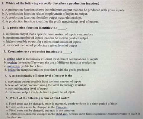 Solved 1 Which Of The Following Correctly Describes A