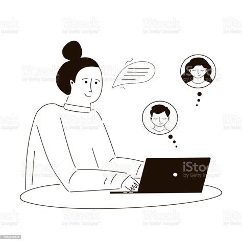 동료들은 랩톱 화면에서 서로 이야기합니다 컨퍼런스 화상 통화 및 홈 컨셉에서 작업 비즈니스 팀과 만나는 여성 가상 이벤트에 대한