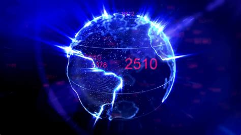 旋转地球和飞行数字 技术背景回路 模板素材 稿定设计