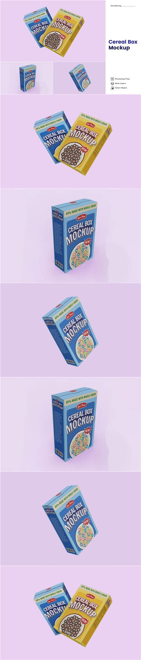 谷类食品包装盒样机 素材CNN