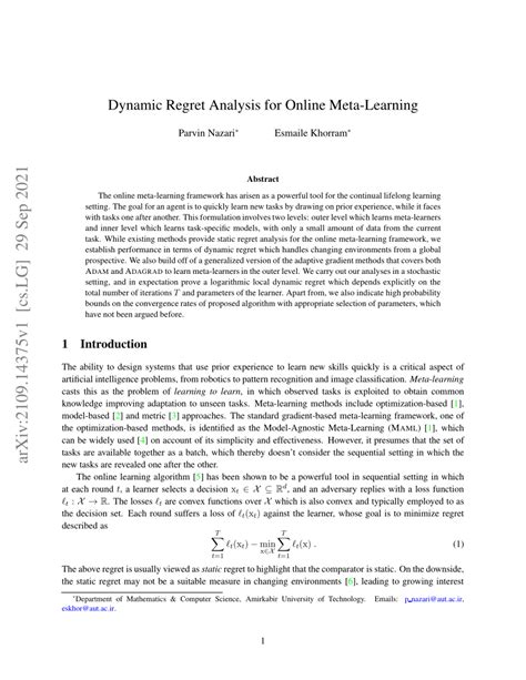 Pdf Dynamic Regret Analysis For Online Meta Learning