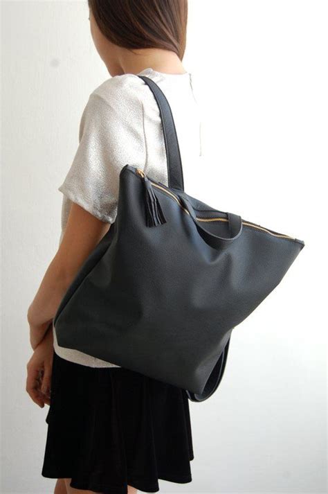 Black Leather Laptop Backpack For Women