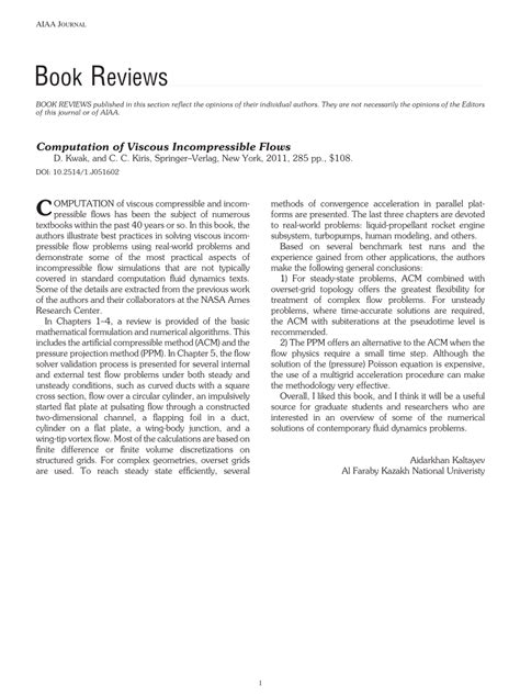Pdf Review Of Computation Of Viscous Incompressible Flows