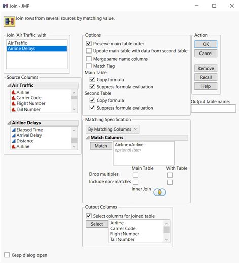 solved join data table output culumns jmp user community