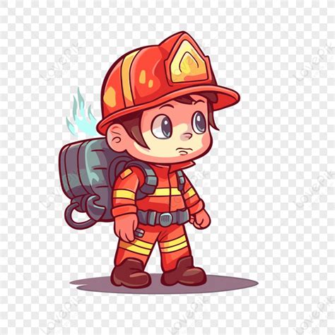 배낭을 메고 귀여운 만화 소방관 벡터클립 아트 Png 일러스트 무료 다운로드 Lovepik
