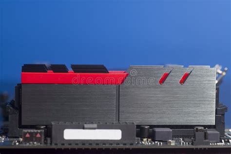 High Performance DDR4 Computer Memory RAM On Motherboard Stock Image