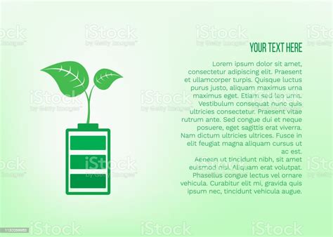 녹색 배경에 텍스트에 대 한 배터리와 장소에 성장 녹색 공장 벡터 일러스트 레이 션 0명에 대한 스톡 벡터 아트 및 기타 이미지 0명 개념 개념과 주제 Istock