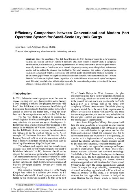 Pdf Efficiency Comparison Between Conventional And Modern Port