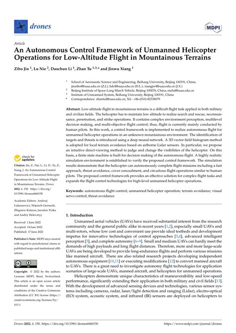 Pdf An Autonomous Control Framework Of Unmanned Helicopter Operations For Low Altitude Flight