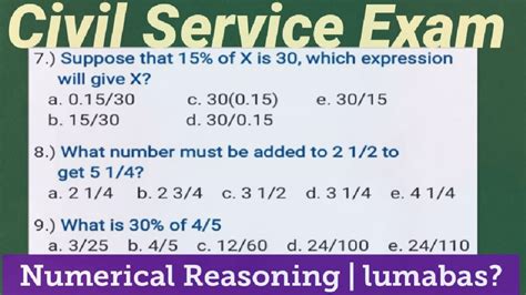 Civil Service Exam Numerical Reasoning Lumabas Dati Part3 Youtube