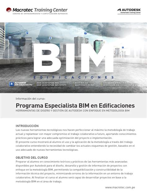 Brochure Programa Especialista Bim Edificaciones 2025 Macrotec Training Center Pdf Autodesk