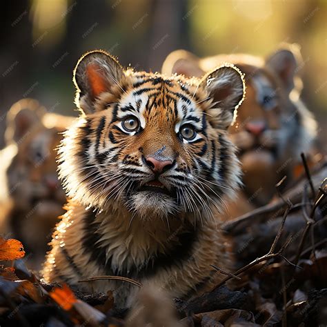 Premium Ai Image Cute Tiger Cubs With Small Canines