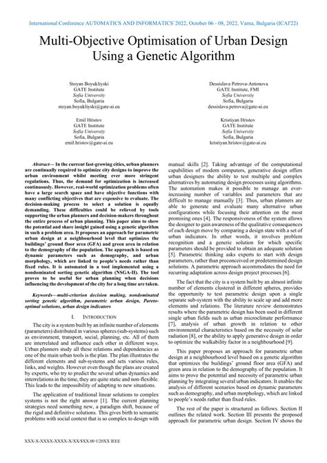 Pdf Multi Objective Optimisation Of Urban Design Using A Genetic