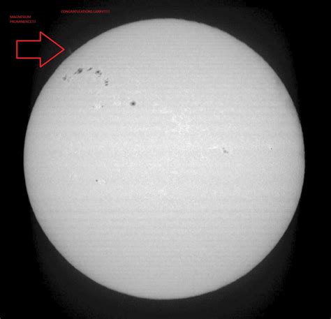 Congratulations To Larry Alvarez For Imaging A Magnesium Prominence Solar Observing And