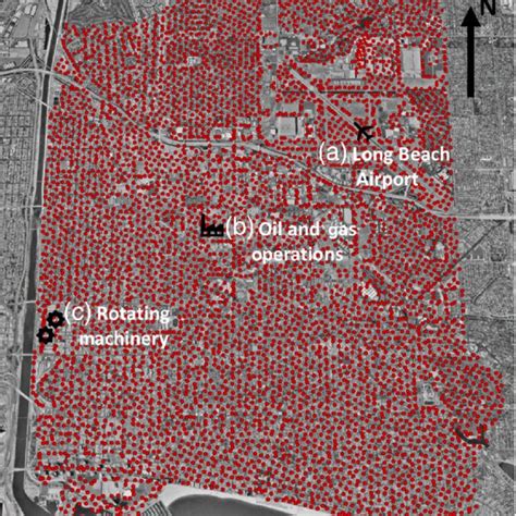 Dense Seismic Array In Long Beach California Shown On Satellite