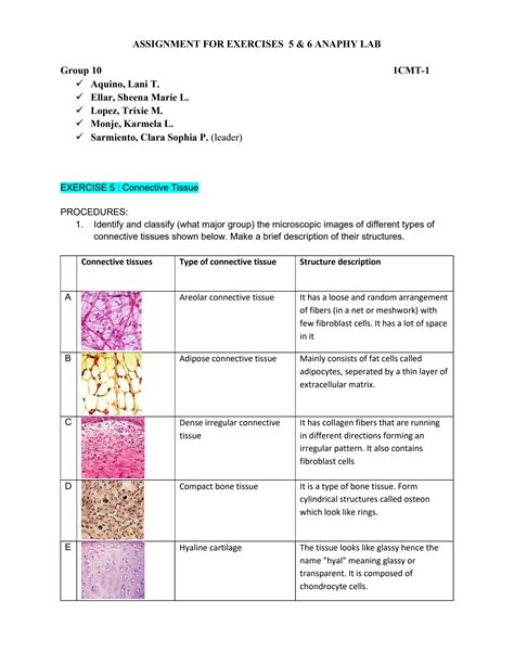 SOLUTION Connective Tissues And Muscle Tissue Anaphy Lab Exercises Studypool
