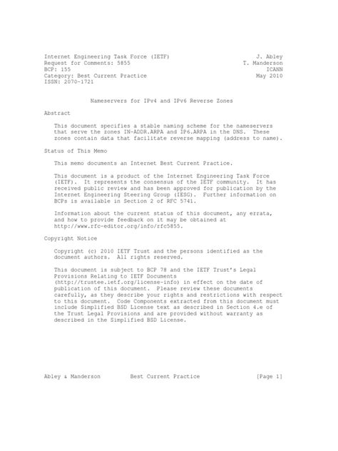 Nameservers For Ipv4 And Ipv6 Reverse Zones Pdf Domain Name System