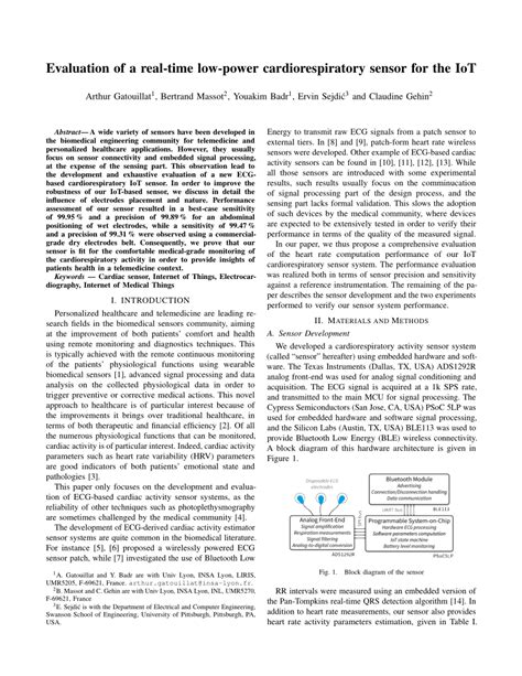 Pdf Evaluation Of A Real Time Low Power Cardiorespiratory Sensor For The Iot