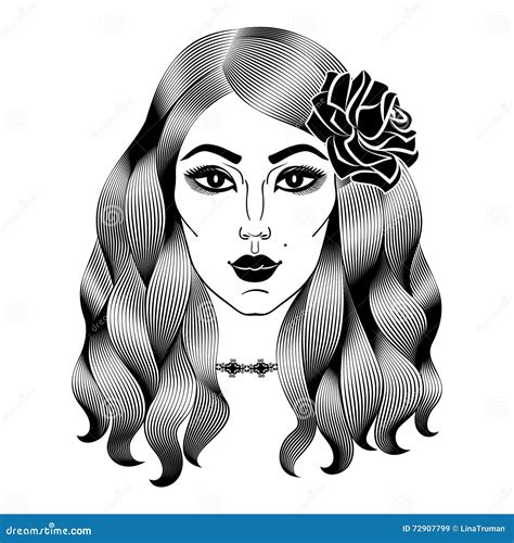 Spanish Girl In Traditional Dress Vector Illustration Cartoondealer