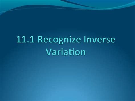 Direct And Inverse Variations Pptx