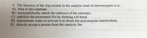 Solved The Function Of The Asp Residue In The Catalytic