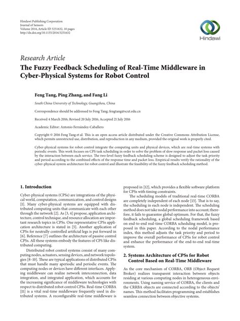pdf the fuzzy feedback scheduling of real time middleware in cyber