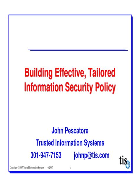 Building Effective Infosec Policies Pdf World Wide Web Internet And Web