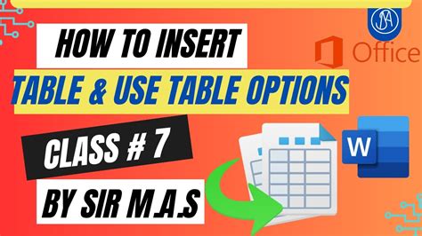 How To Insert Table And Use Table Options In Ms Word In Detail By Sir M