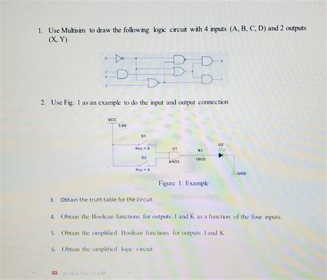 Solved 1 Use Multisim To Draw The Following Logic Circuit