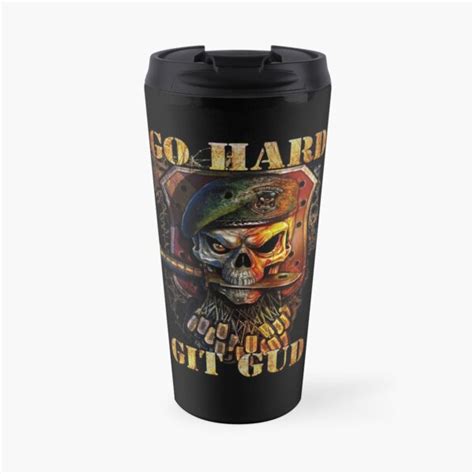 Go Hard Git Gud Melee Tag Skull Go Hard Battlefield Travel Mug By Reyflores Redbubble