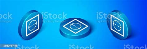 파란색 배경에 격리된 등색 전기 콘센트 아이콘입니다 전원 소켓 로제트 기호 파란색 원 버튼입니다 벡터 3차원 형태에 대한 스톡 벡터 아트 및 기타 이미지 Istock