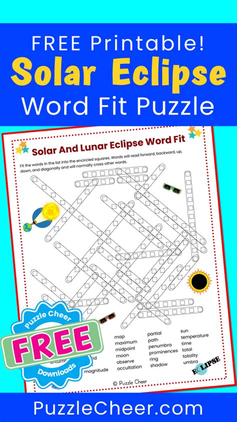 Solar And Lunar Eclipse Word Fit Puzzle Puzzle Cheer