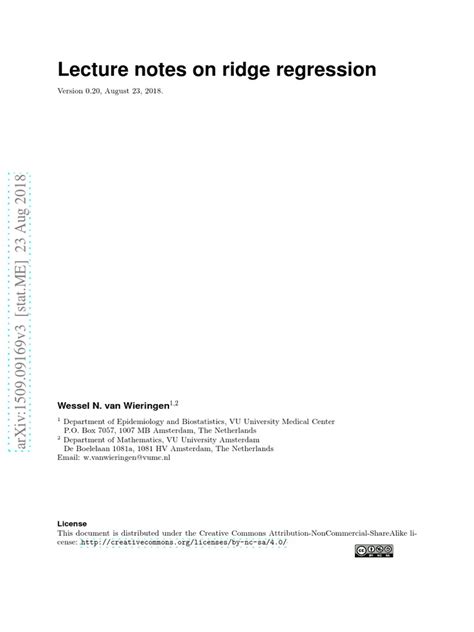 Ridge Regression Pdf Ordinary Least Squares Linear Regression