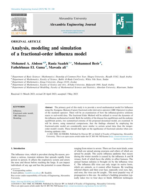 Pdf Analysis Modeling And Simulation Of A Fractional Order Influenza Model